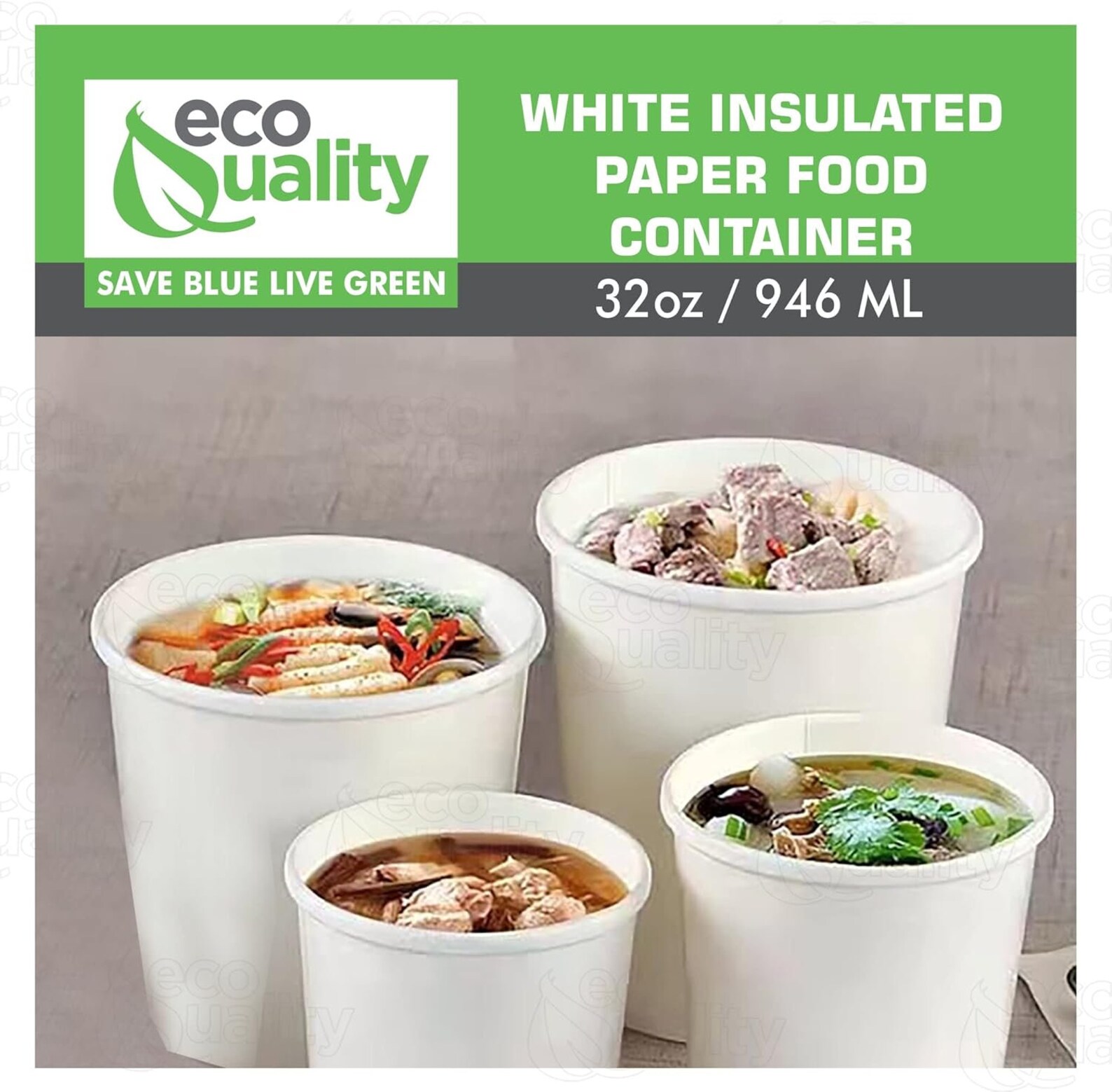 32oz Disposable White Paper Soup Containers by Ecoquality - Etsy