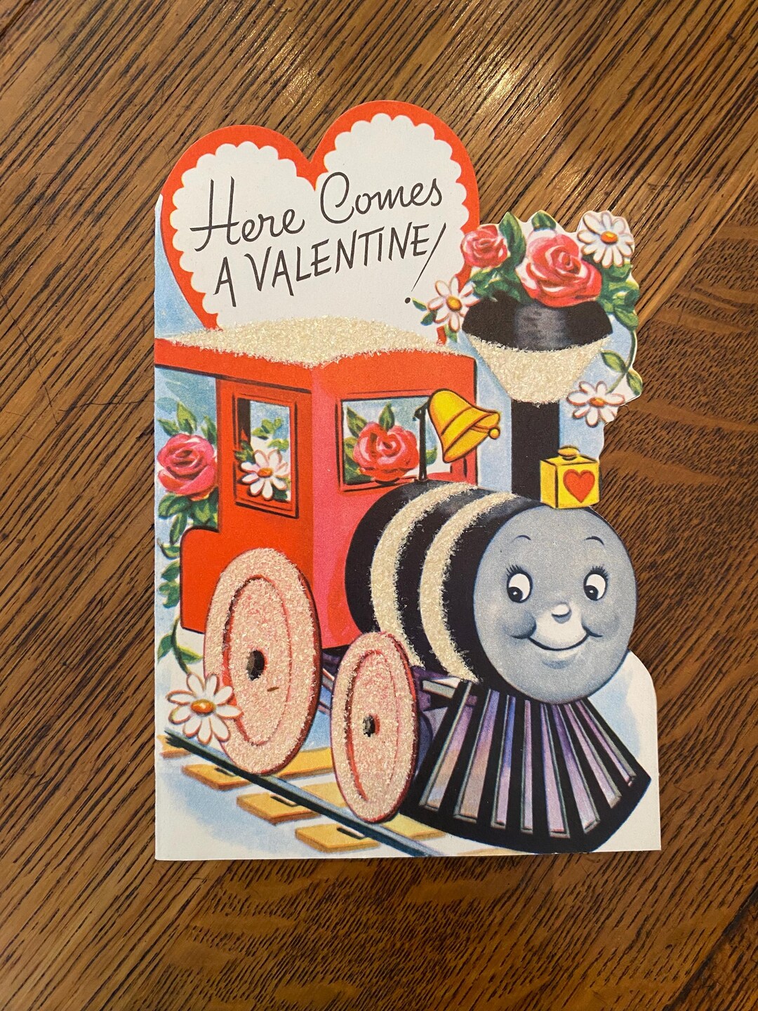Vintage Rust Craft Sparkling Train Valentine Card - Etsy