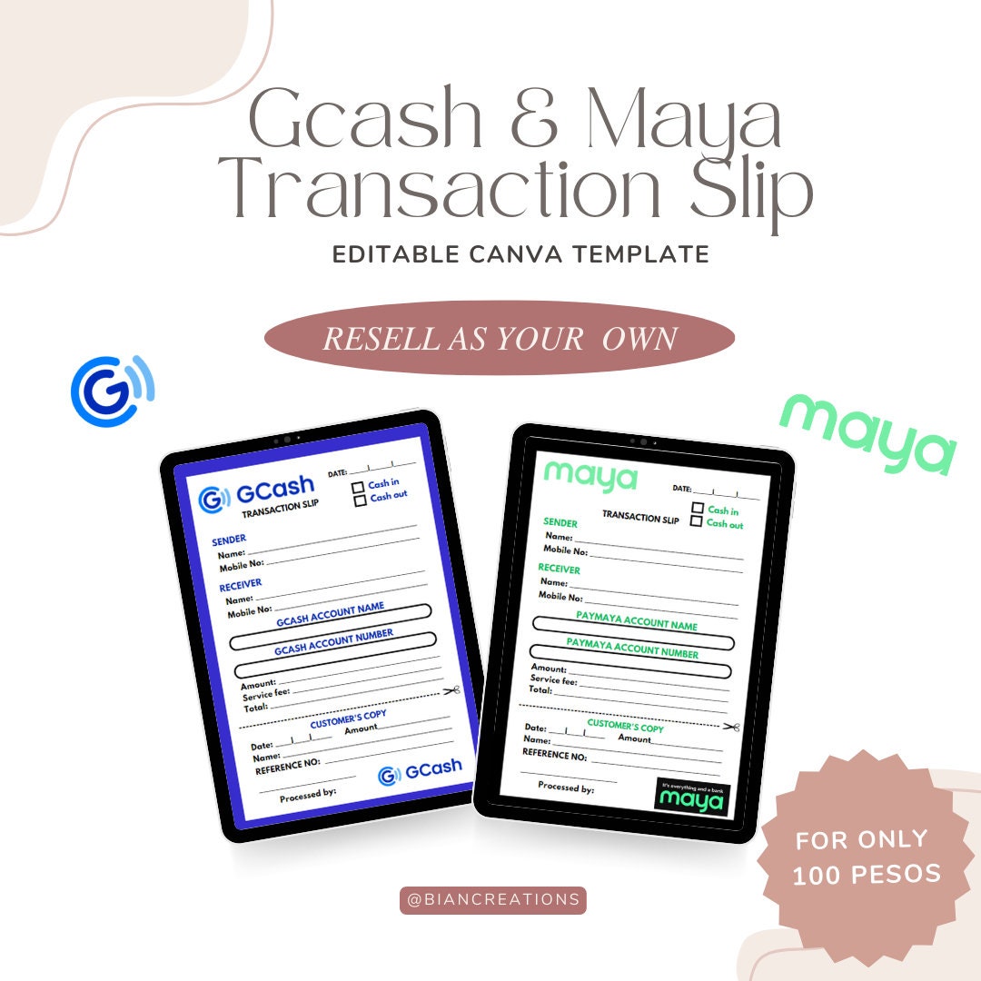 Gcash and Maya transaction Record & Slip Editable on Canva - Etsy