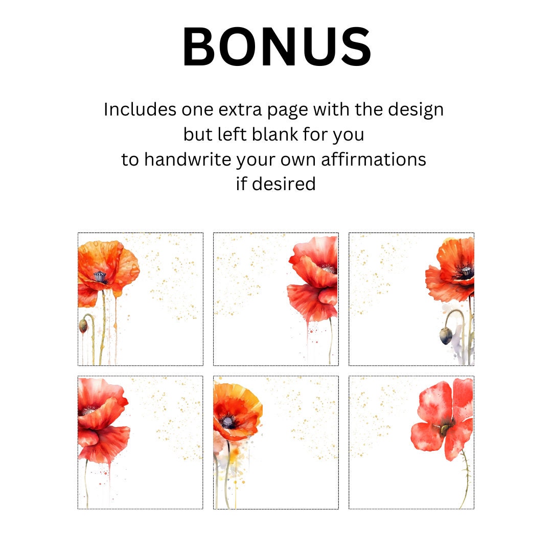 Printable Affirmation Cards, Watercolor Flowers, Poppy Flowers, Polish ...