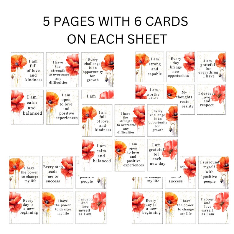 Printable Affirmation Cards, Watercolor Flowers, Poppy Flowers, Polish ...
