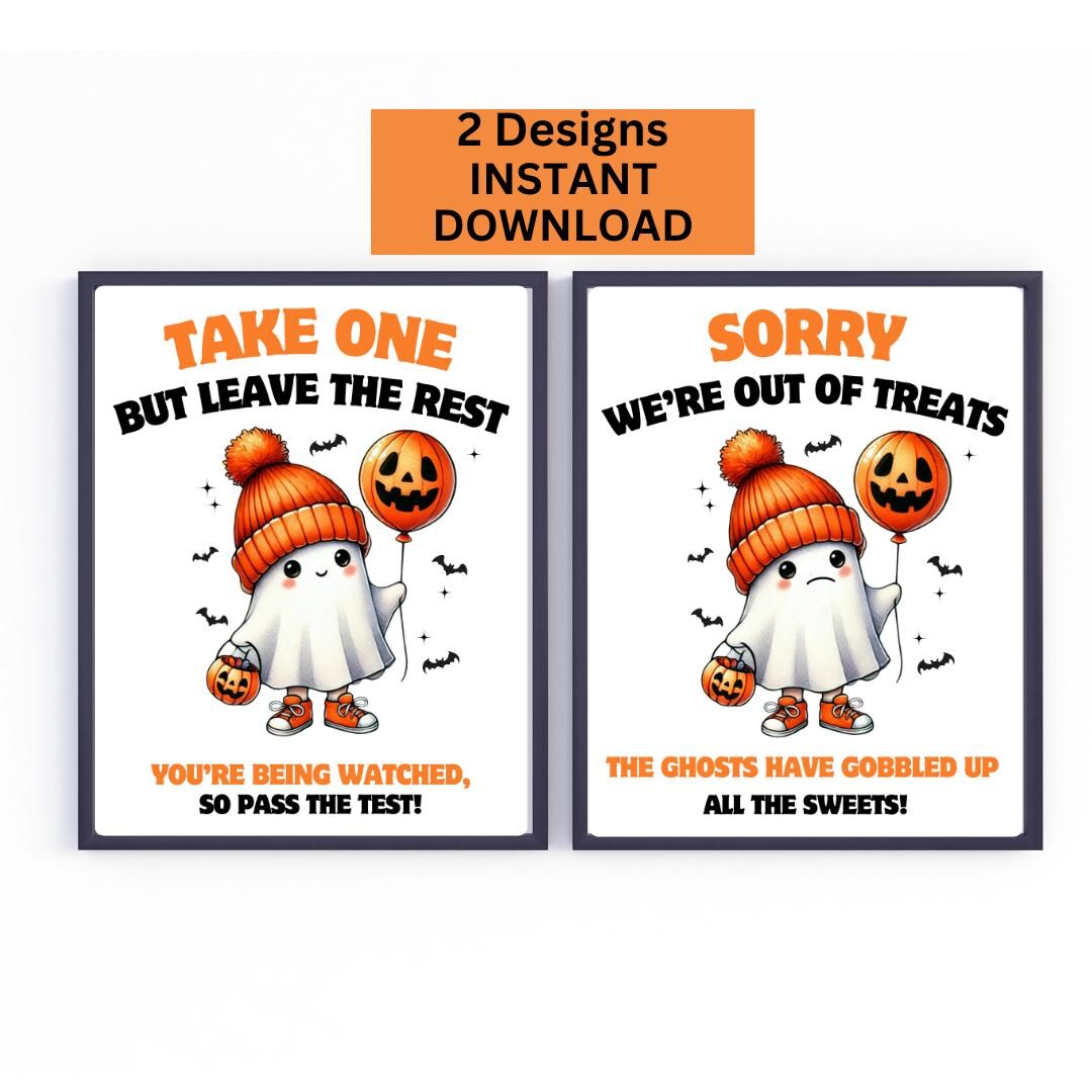 Take One Sign Halloween Printable, Out of Candy Sign, Trick or Treat ...