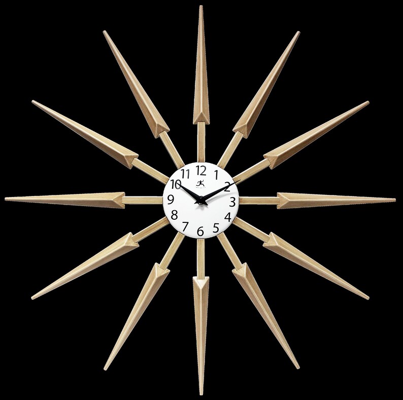Midcentury/modern Starburst Tan Wall Clock 24.5 Inch - Etsy