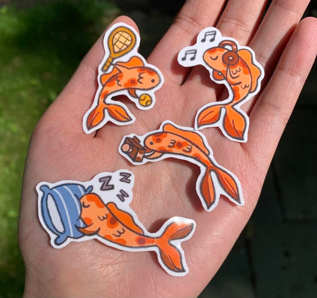 Cute Koi Fish Sticker Set | Mini Animal Sticker Pack, Kawaii Japanese ...
