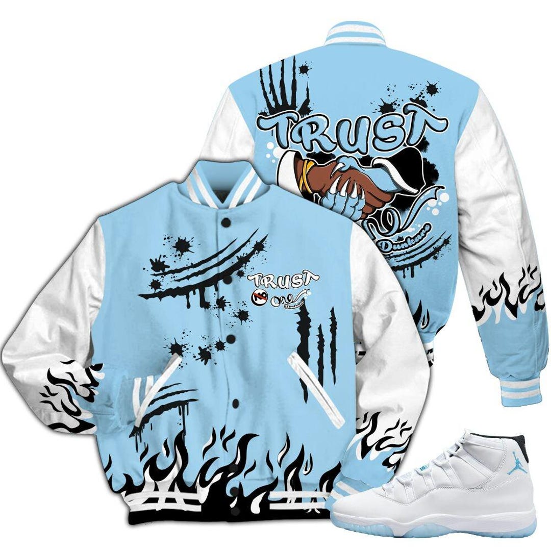 Legend Blue 11s Varsity Jacket, Graphic Trust No One All Over Print ...