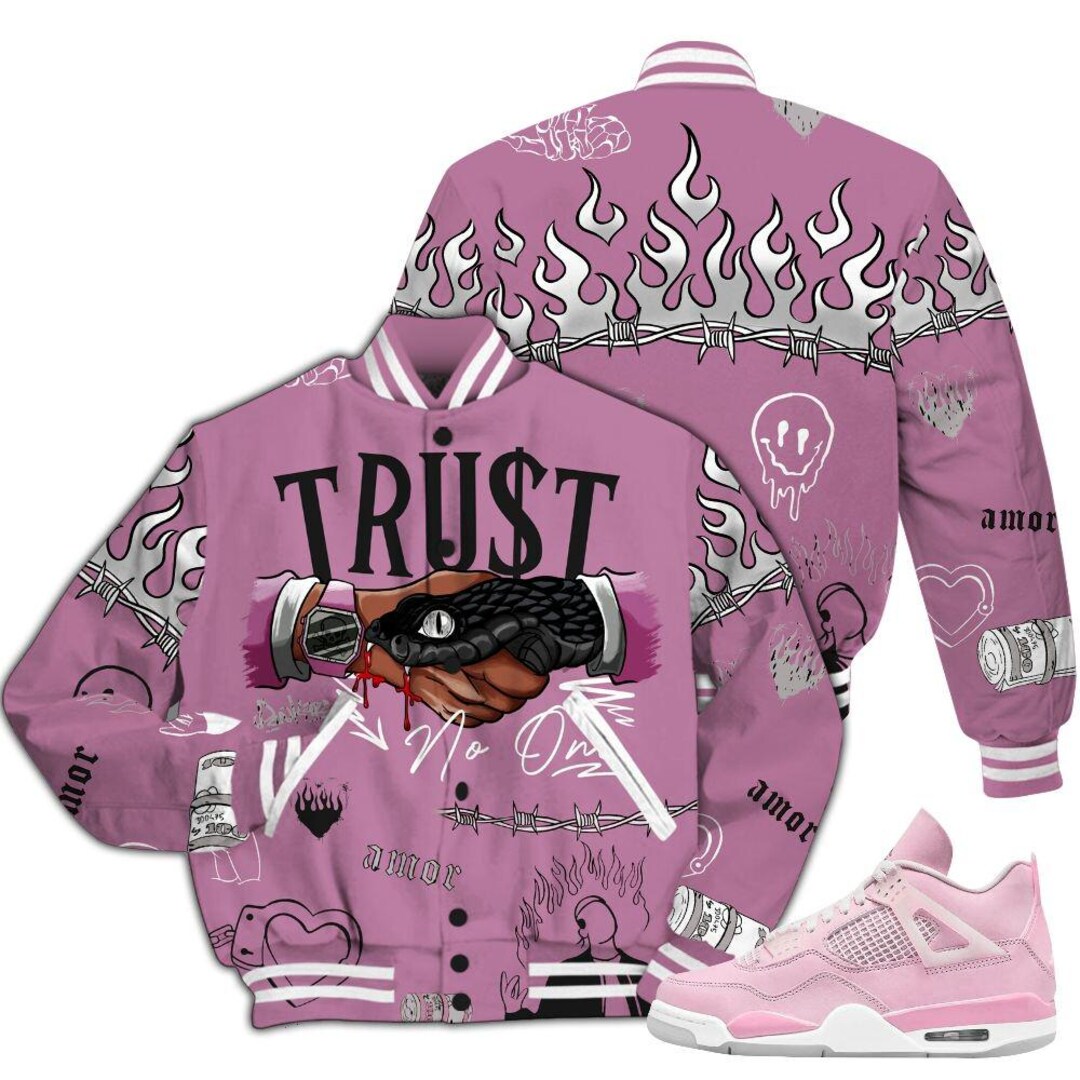 Neutral Grey Black White Orchid 4s Varsity Jacket, Trust No One ...