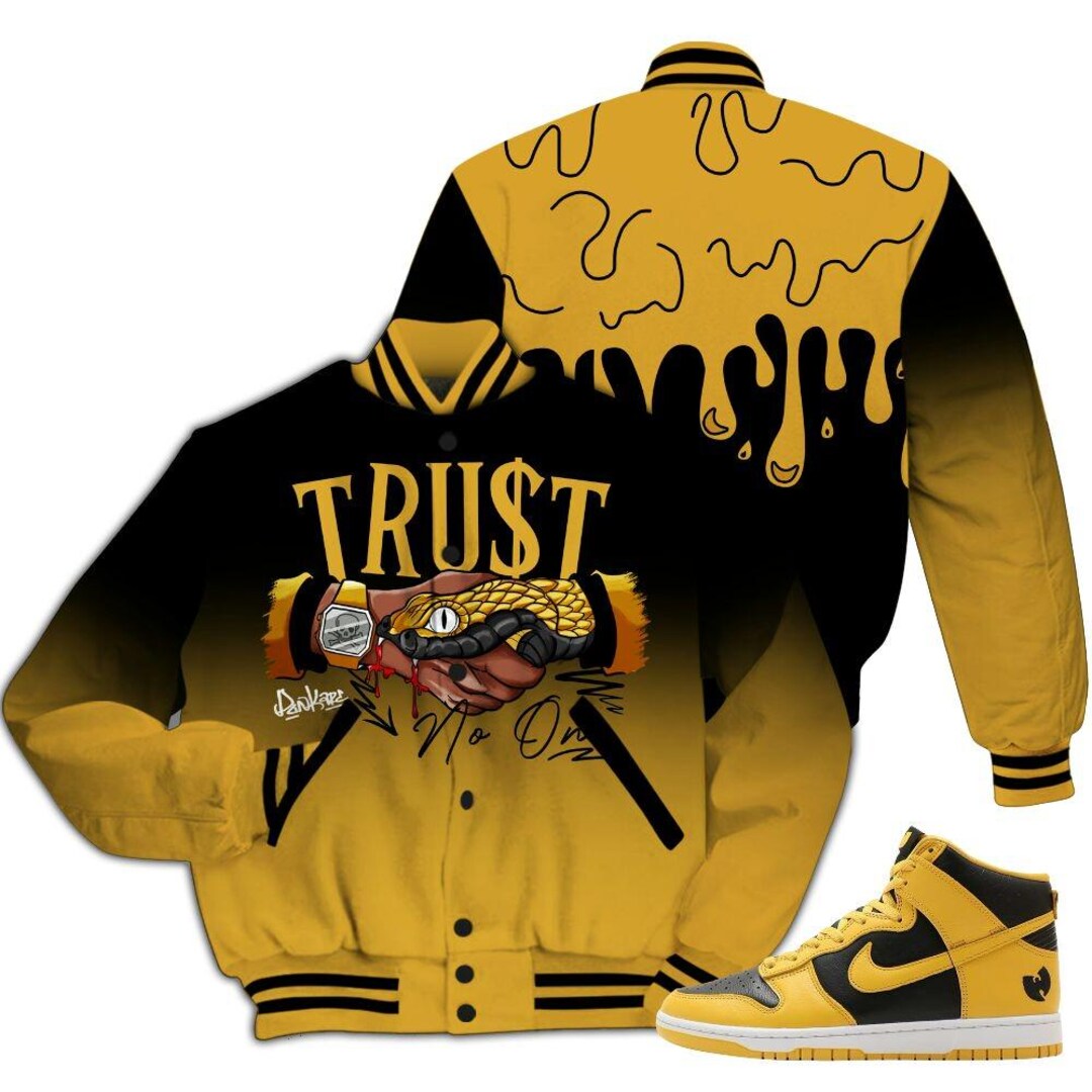 Dunk High Wu Tang Varsity Jacket, Trust No One Drip Streetwear All Over ...