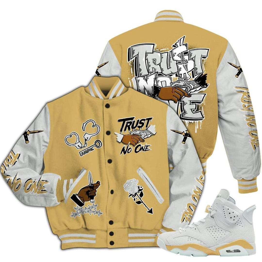 Craft Paris 6s Varsity Jacket, Trust No One Dripping All Over Print ...