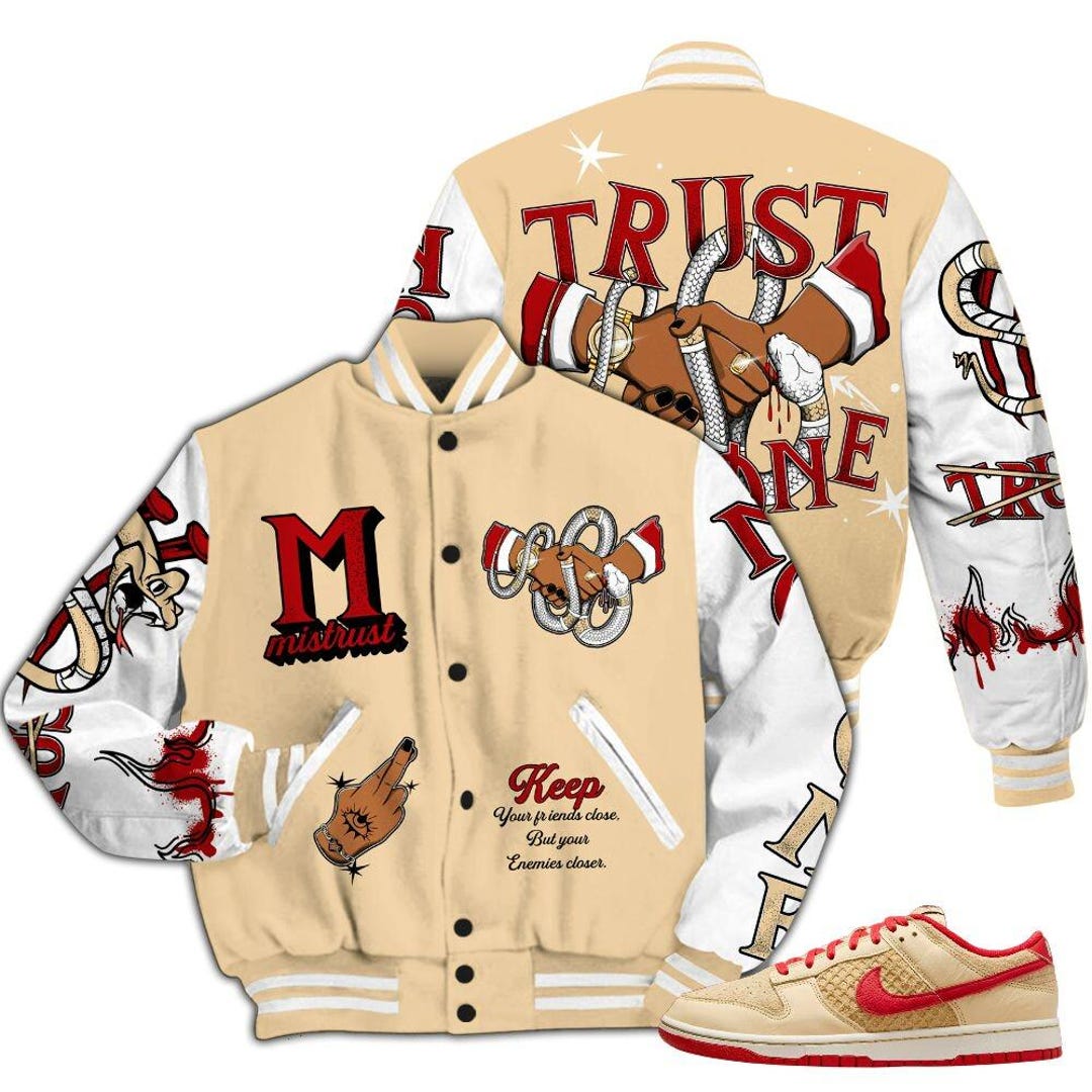 Dunk Low Strawberry Waffle Varsity Jacket, Trust No One Snake-bite ...