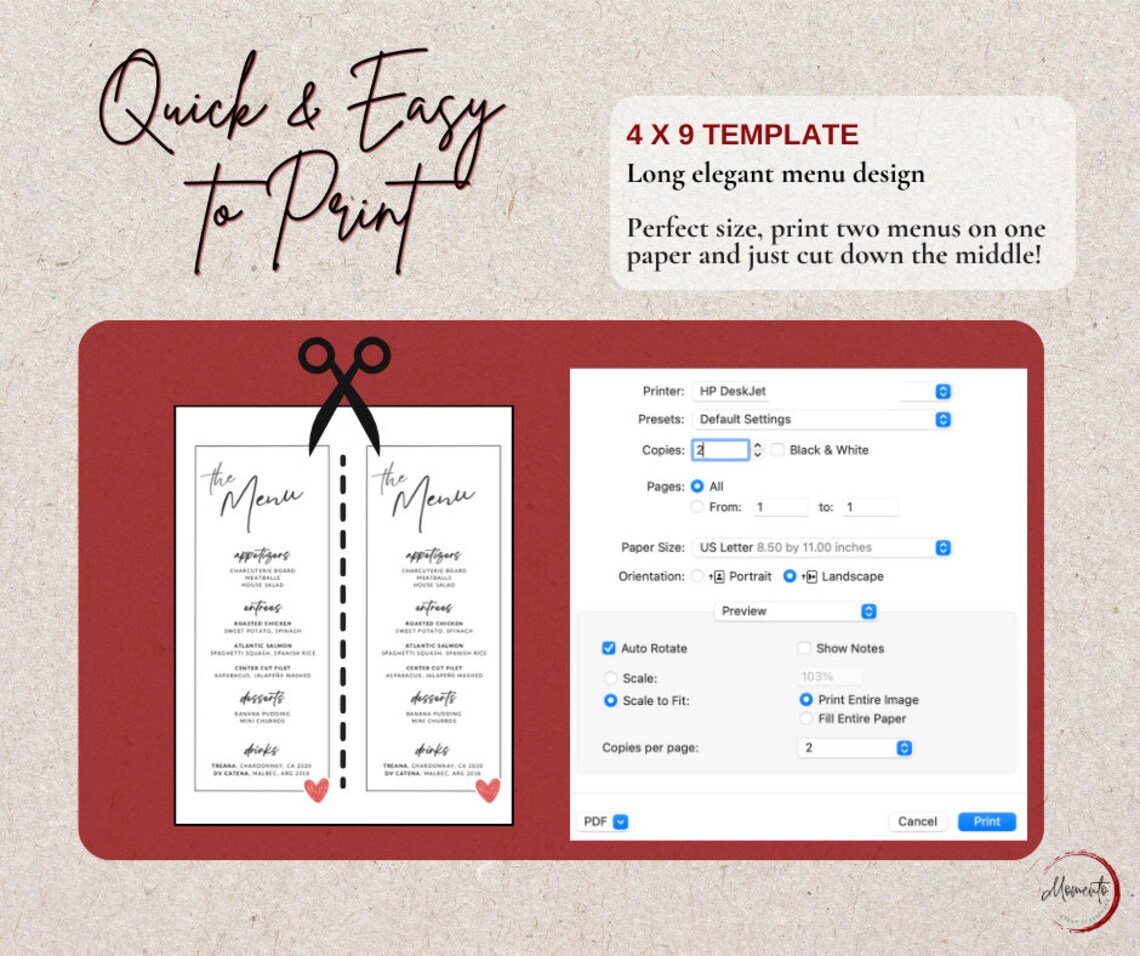 Border Pattern Menu Template, Editable Catering Card (digital Download ...