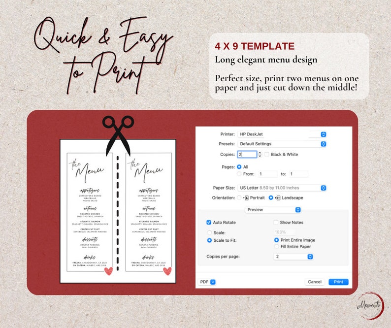 Border Pattern Menu Template, Editable Catering Card (digital Download ...