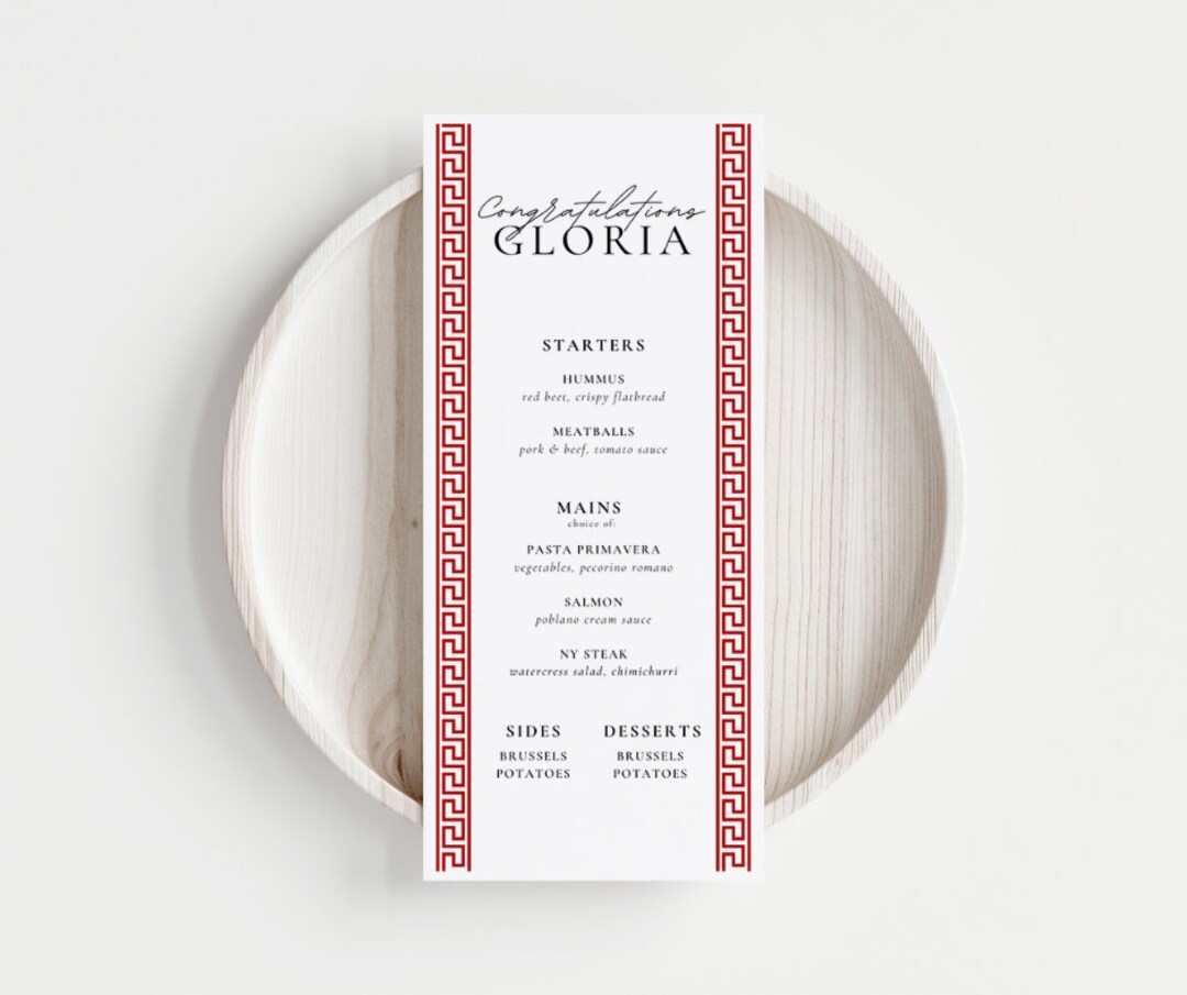 Border Pattern Menu Template, Editable Catering Card (digital Download ...