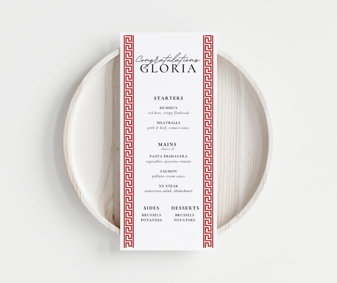 Border Pattern Menu Template, Editable Catering Card (digital Download ...
