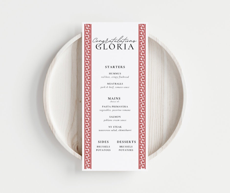 Border Pattern Menu Template, Editable Catering Card (digital Download ...