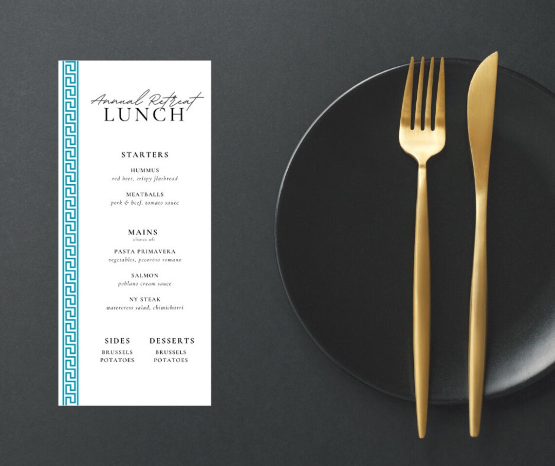 Border Pattern Menu Template, Editable Catering Card (digital Download ...