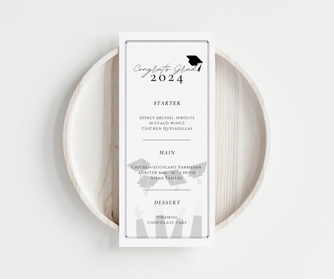 Congrats Grad Menu Template Custom Graduation Table Decor Banquet Grad ...