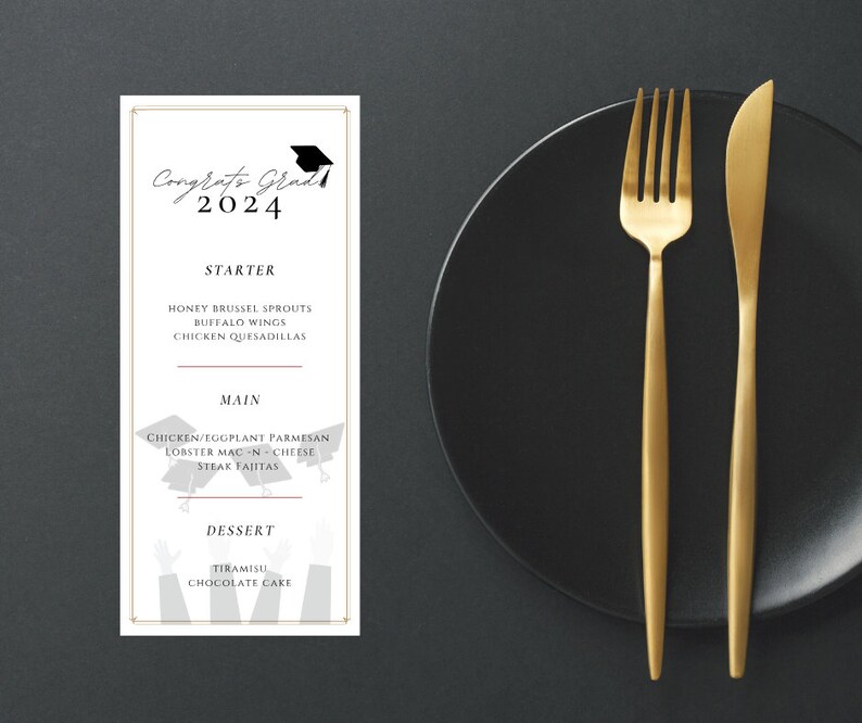 Congrats Grad Menu Template Custom Graduation Table Decor Banquet Grad ...