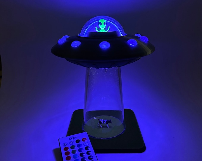 UFO Desk Lamp. Alien Cow Abduction Unique Lamp or Nightlight. LED ...