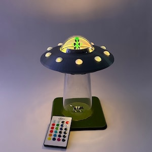 UFO Alien Abduction Silver LED Desk Lamp, Nightlight or Alien Decor ...