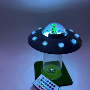 UFO Alien Abduction Silver LED Desk Lamp, Nightlight or Alien Decor ...