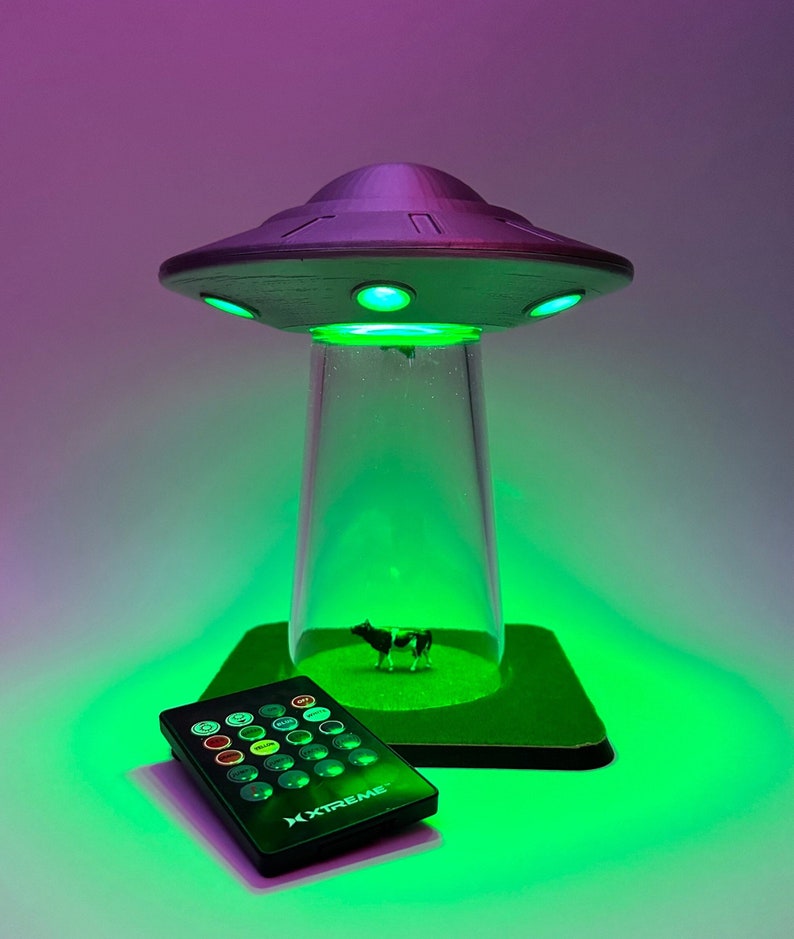 UFO Alien Abduction Silver LED Lamp for Desk, Nightlight or Alien Decor ...