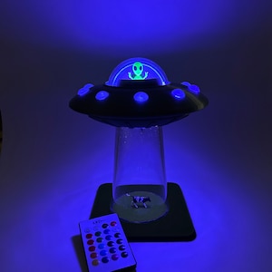 UFO Alien Abduction Silver LED Desk Lamp, Nightlight or Alien Decor ...