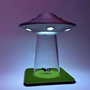 UFO Alien Abduction Silver LED Desk Lamp, Nightlight or Alien Decor ...