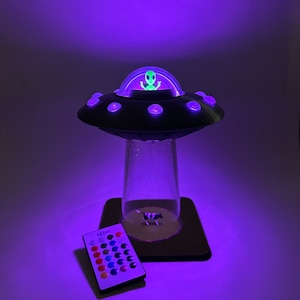 UFO Alien Abduction Silver LED Desk Lamp, Nightlight or Alien Decor ...