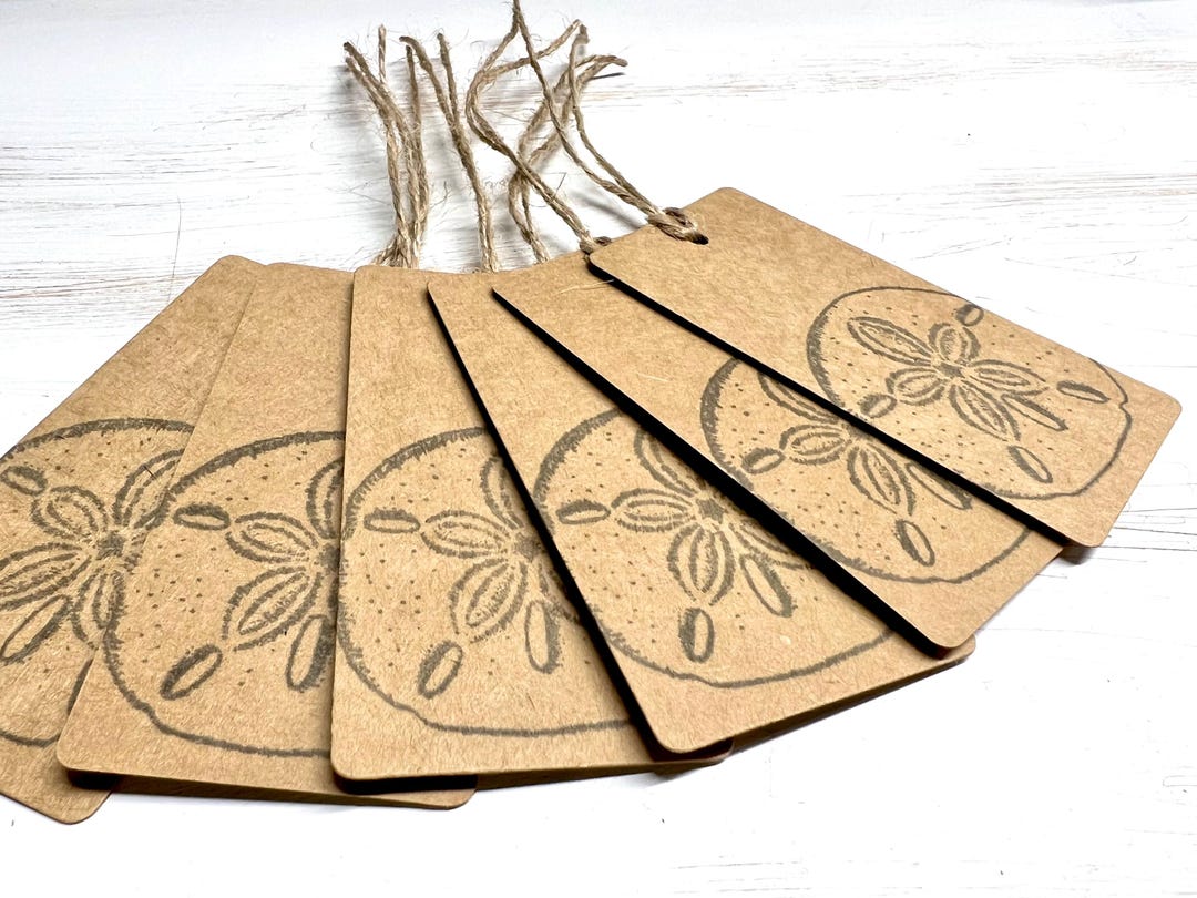 Hand Stamped Sand Dollar Tags Beach Themed Decor Label. Beach Wedding ...