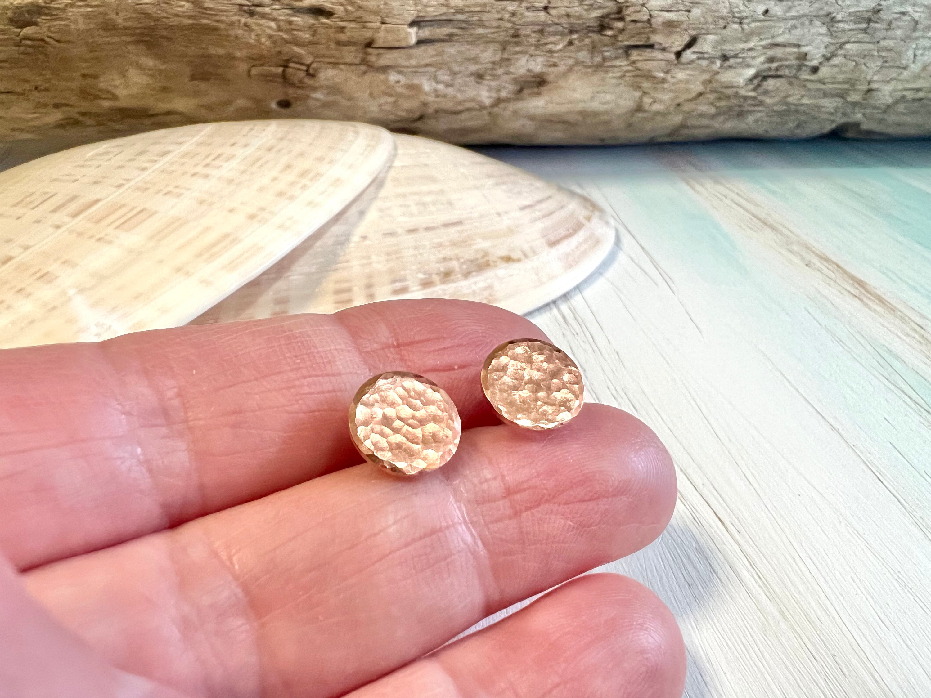 Small Hammered Raw Copper Studs With Stainless Steal Posts. Minimalist ...