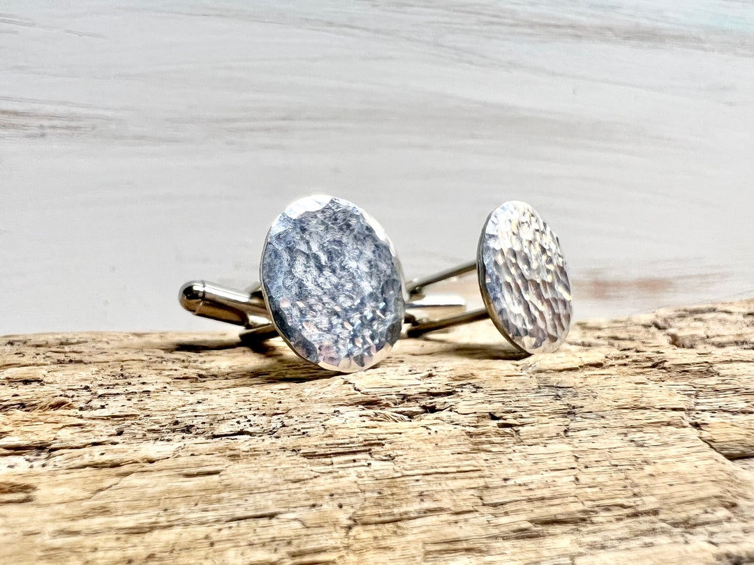 Hand Hammered Cufflinks. Nature Barn Rustic Outdoor Wedding - Etsy