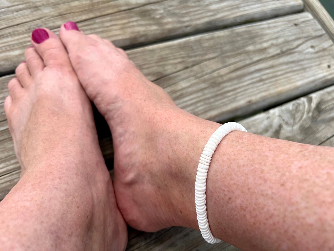 Real Shell Heishi Surfer Anklet. Chunky 8mm Heishi. Custom Size ...
