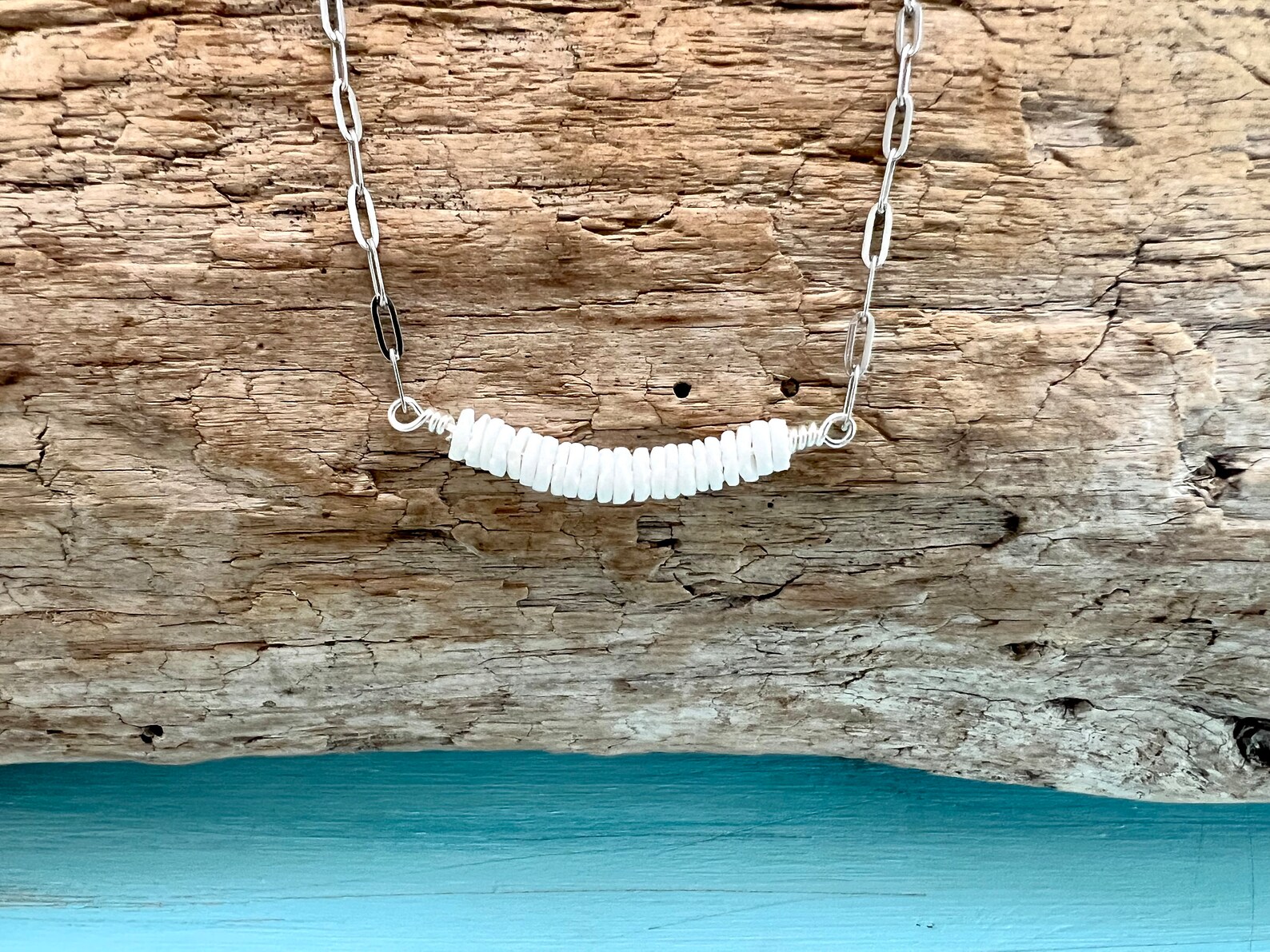 Clam Shell Heishi & Paperclip Chain Necklace. Custom Length and ...