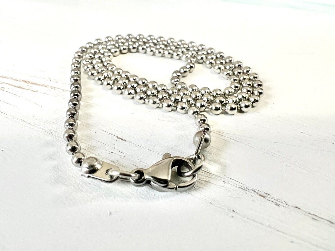Small Stainless Steel Ball Chain Necklace. 2.4mm. Lobster Clasp. Custom ...