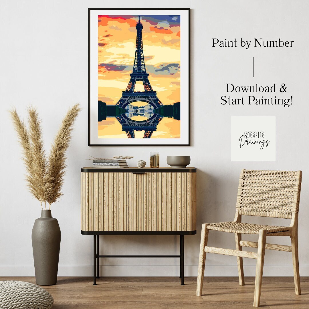 Color by Number Eiffel Tower Paris During Golden Hour Instant Download ...