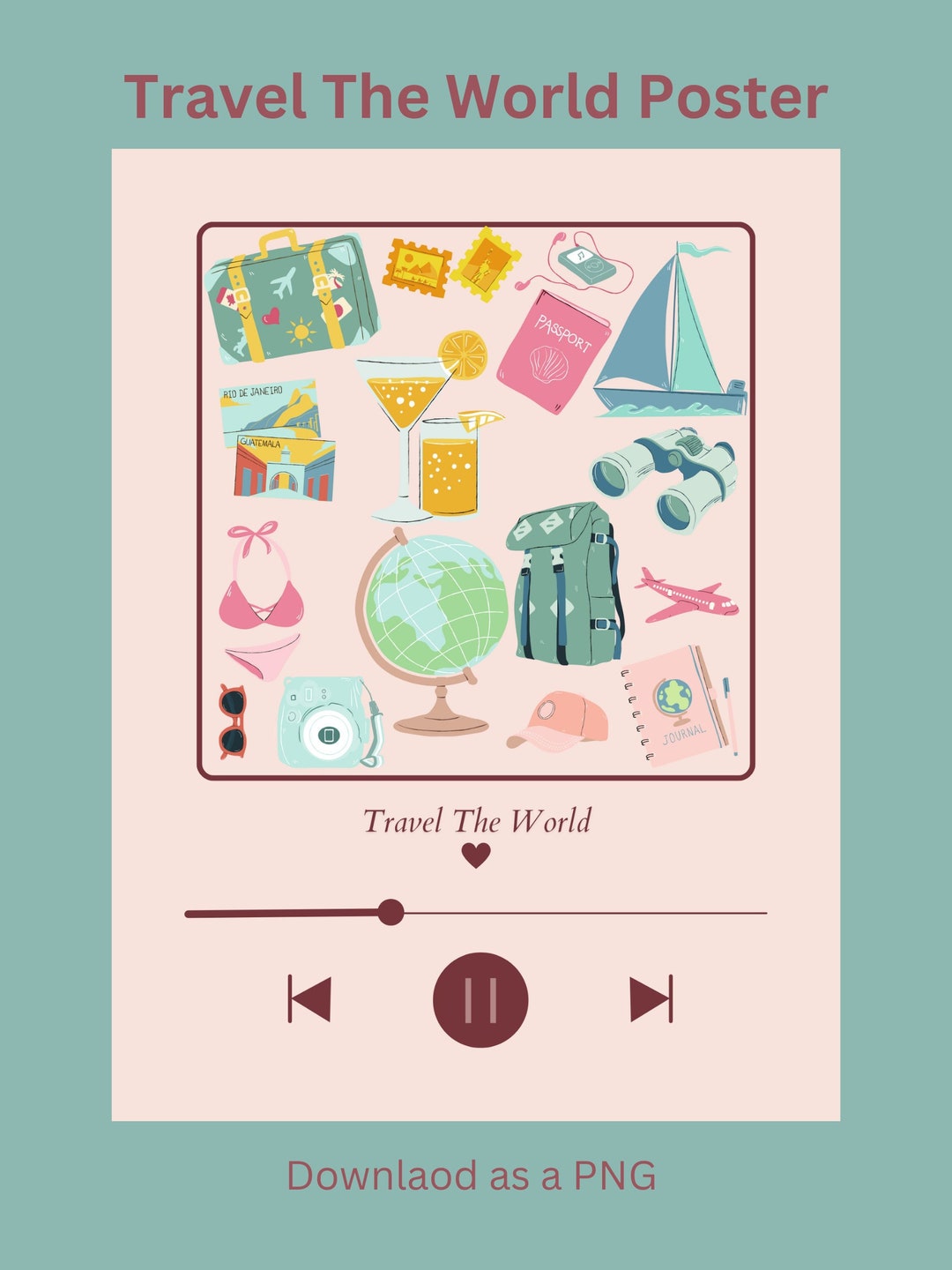 Travel the World Printable Poster - Etsy