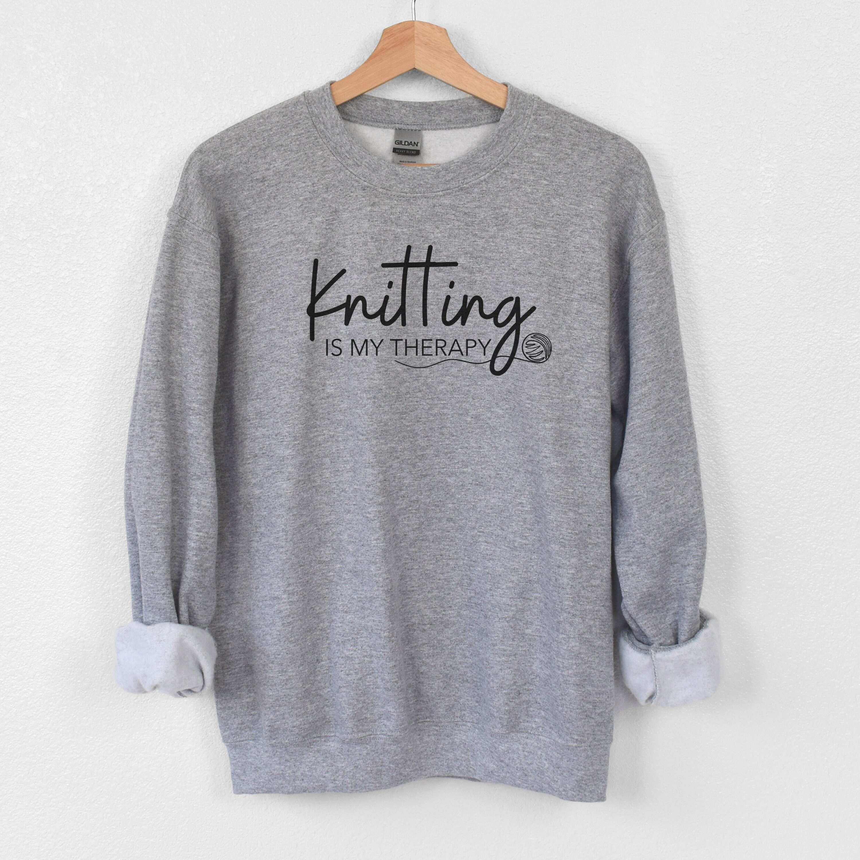Knitting Sweatshirt, Knitting is My Therapy, Gift for Her, Funny ...