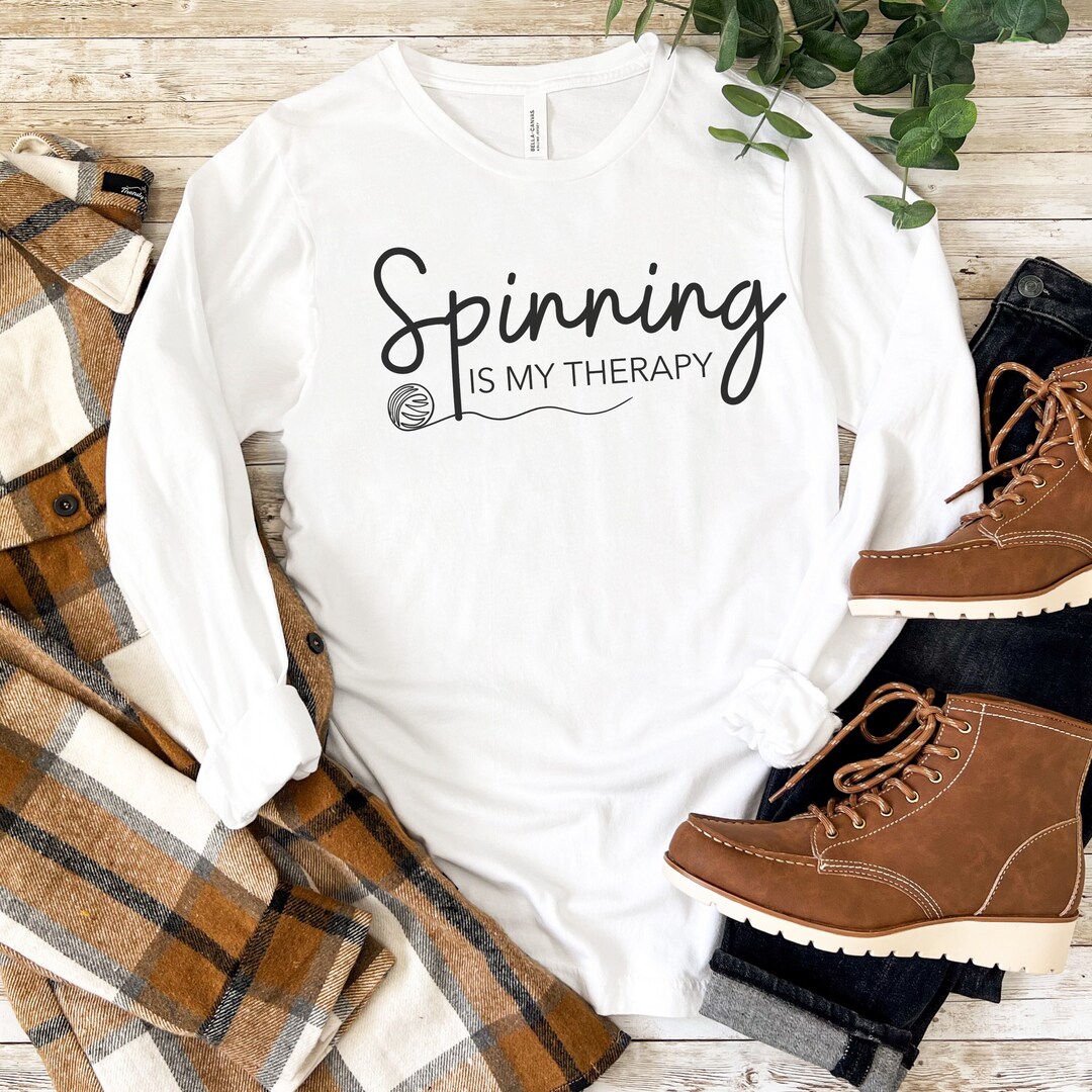 Unisex Long Sleeve Spinning T-shirt, Spinning is My Therapy, Gift for ...