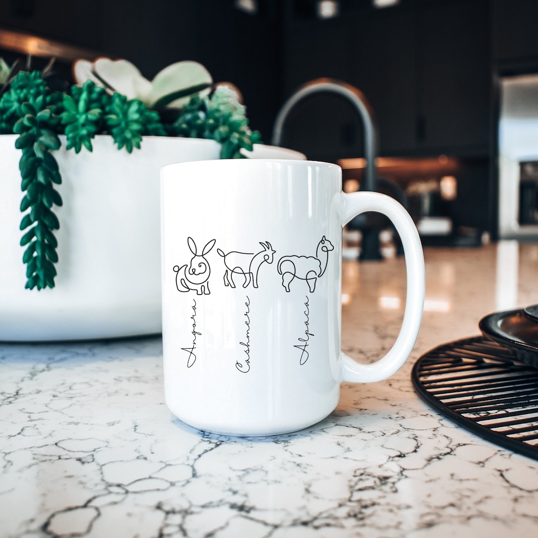 Funny Ceramic Knitting Coffee Mug, Yarn Flavors Alpaca Angora Cashmere ...