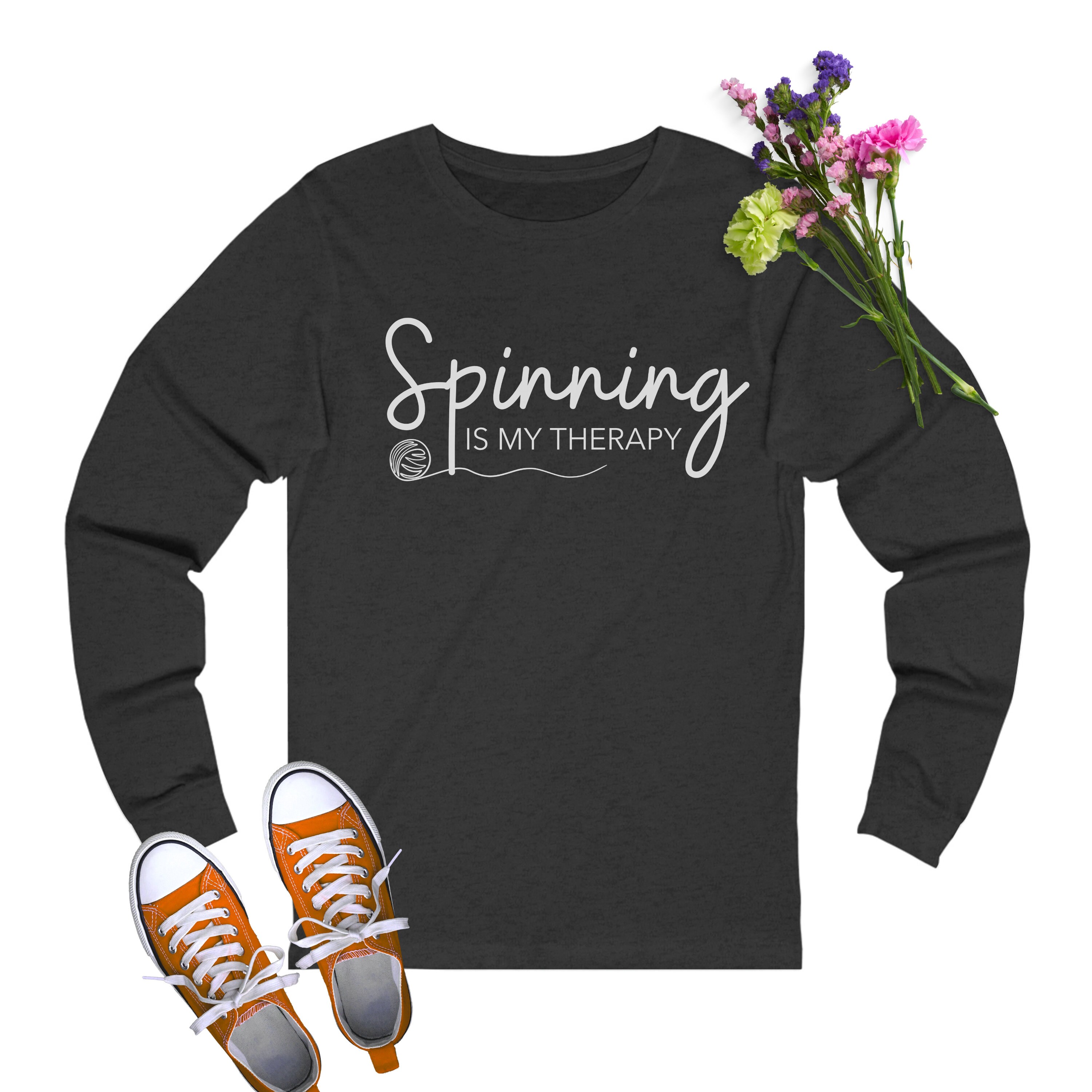 Unisex Long Sleeve Spinning T-shirt, Spinning is My Therapy, Gift for ...