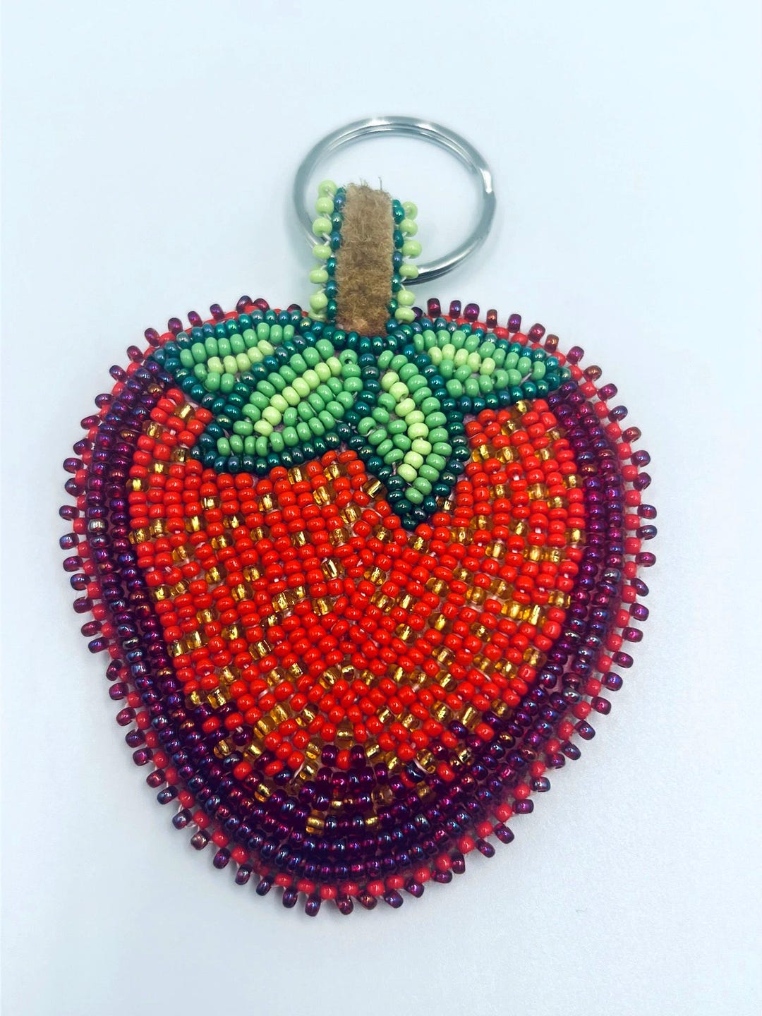 Beaded Strawberry Moose Skin Keychain - Etsy