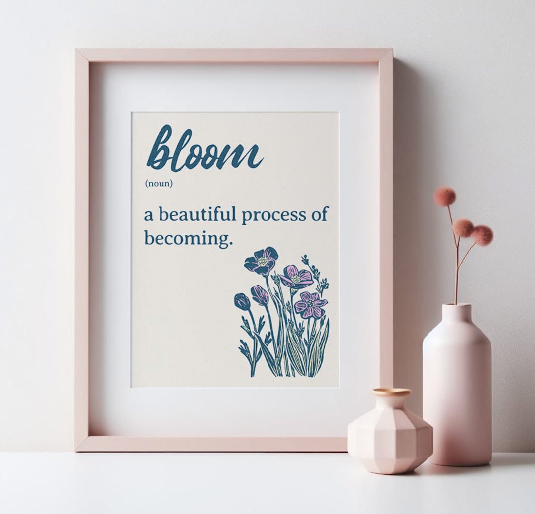 Bloom Poster Teal Digital Art Download Minimalist Floral Wall ...
