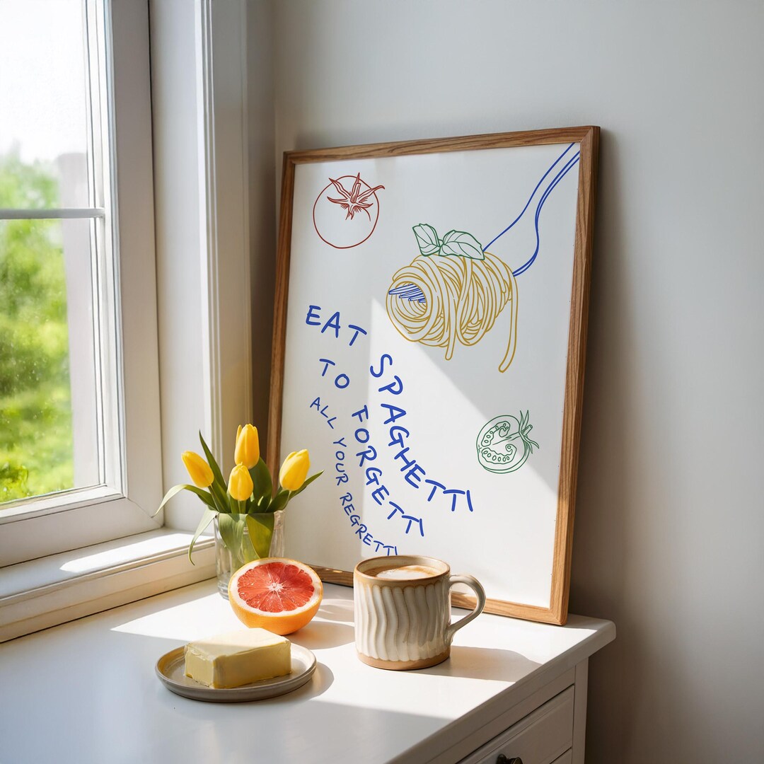 Eat Spaghetti to Forgetti Regretti Print | Kitchen Pasta Wall Art ...