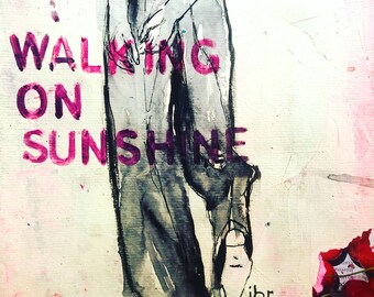 Pencil Drawing Print She's Walking on Sunshine Day 182 - Etsy