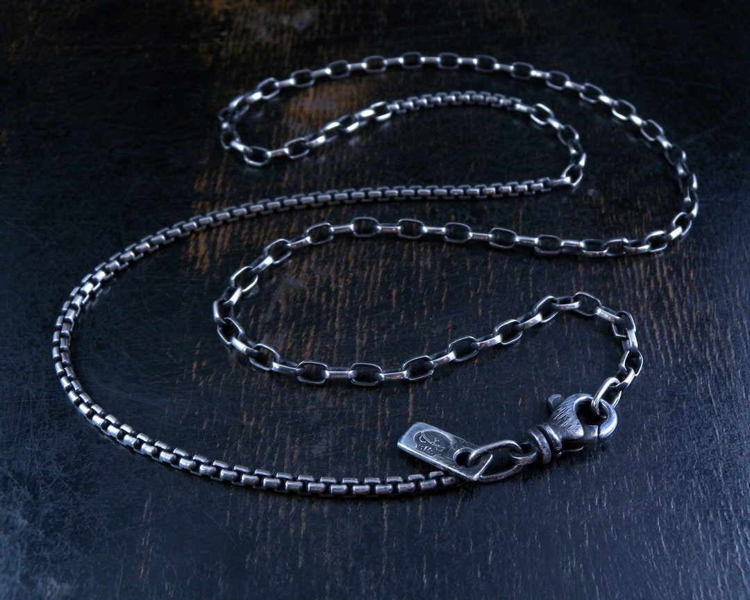 Sterling Silver 3/4 Oval Rolo and Round Box Custom Chain Made to Order ...