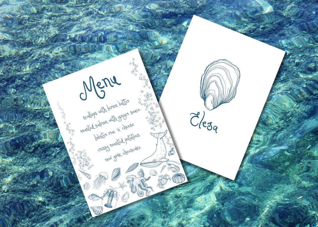 Hand Drawn Seafood Menu Template- Customisable Ocean and Seafood Themed ...