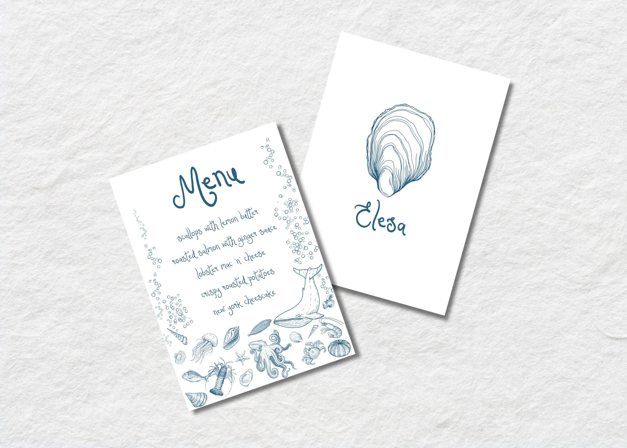 Hand Drawn Seafood Menu Template- Customisable Ocean and Seafood Themed ...