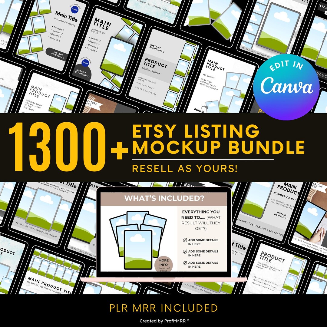 1300+ Etsy Listing Mockup Templates Bundle PLR Mrr,plr Canva Templates ...
