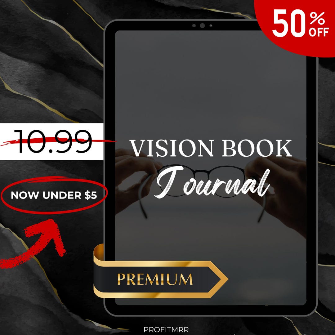 Vision Book Journal PLR & MRR, Vision Board, Plr Canva Templates, Self ...