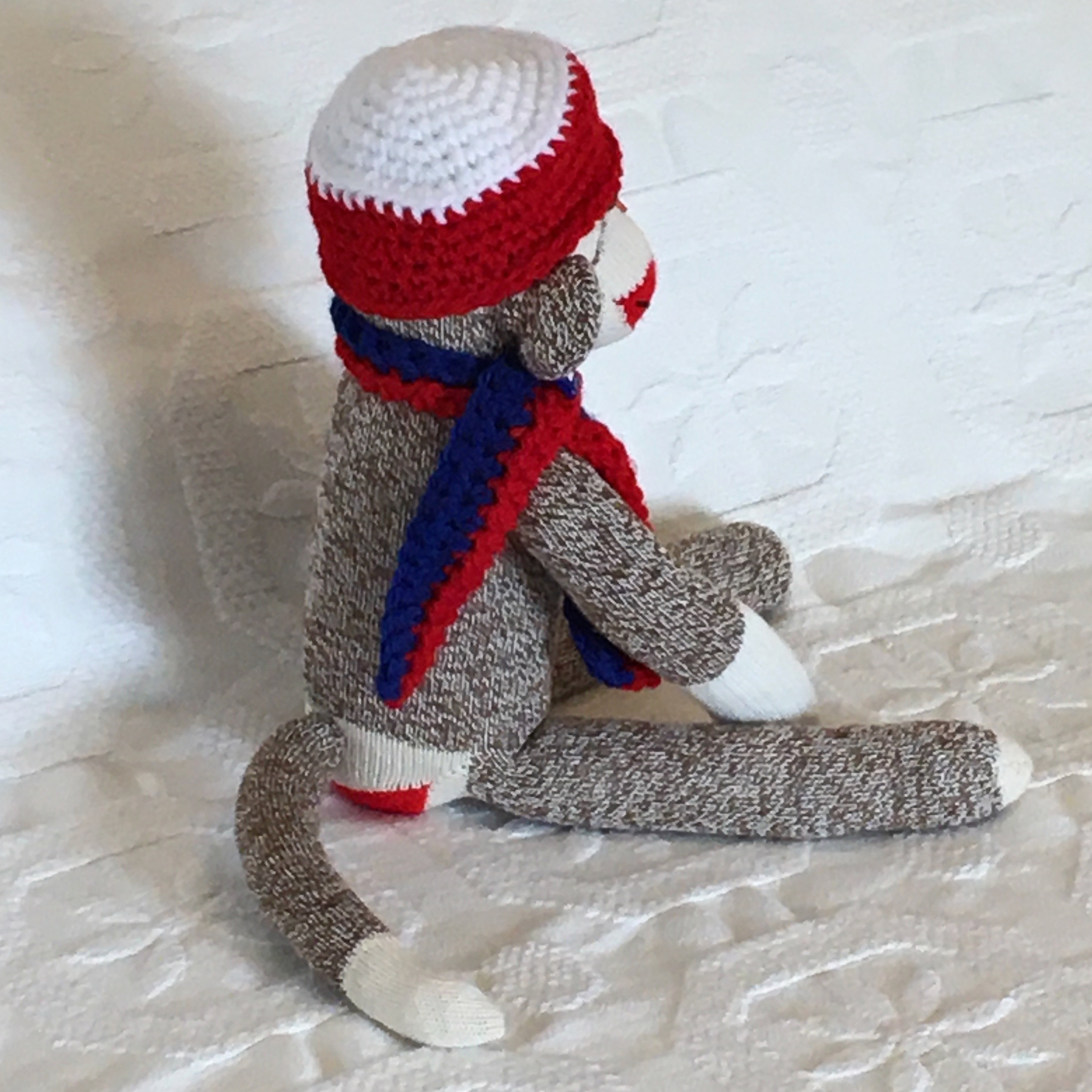 Sweet Classic Sock Monkey Doll, Red/white/blu, Handmade, Collectible ...